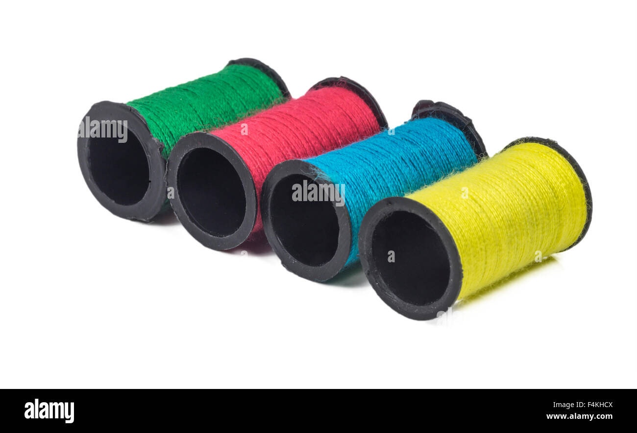 Multicolor sewing threads with isolated white background Stock Photo ...