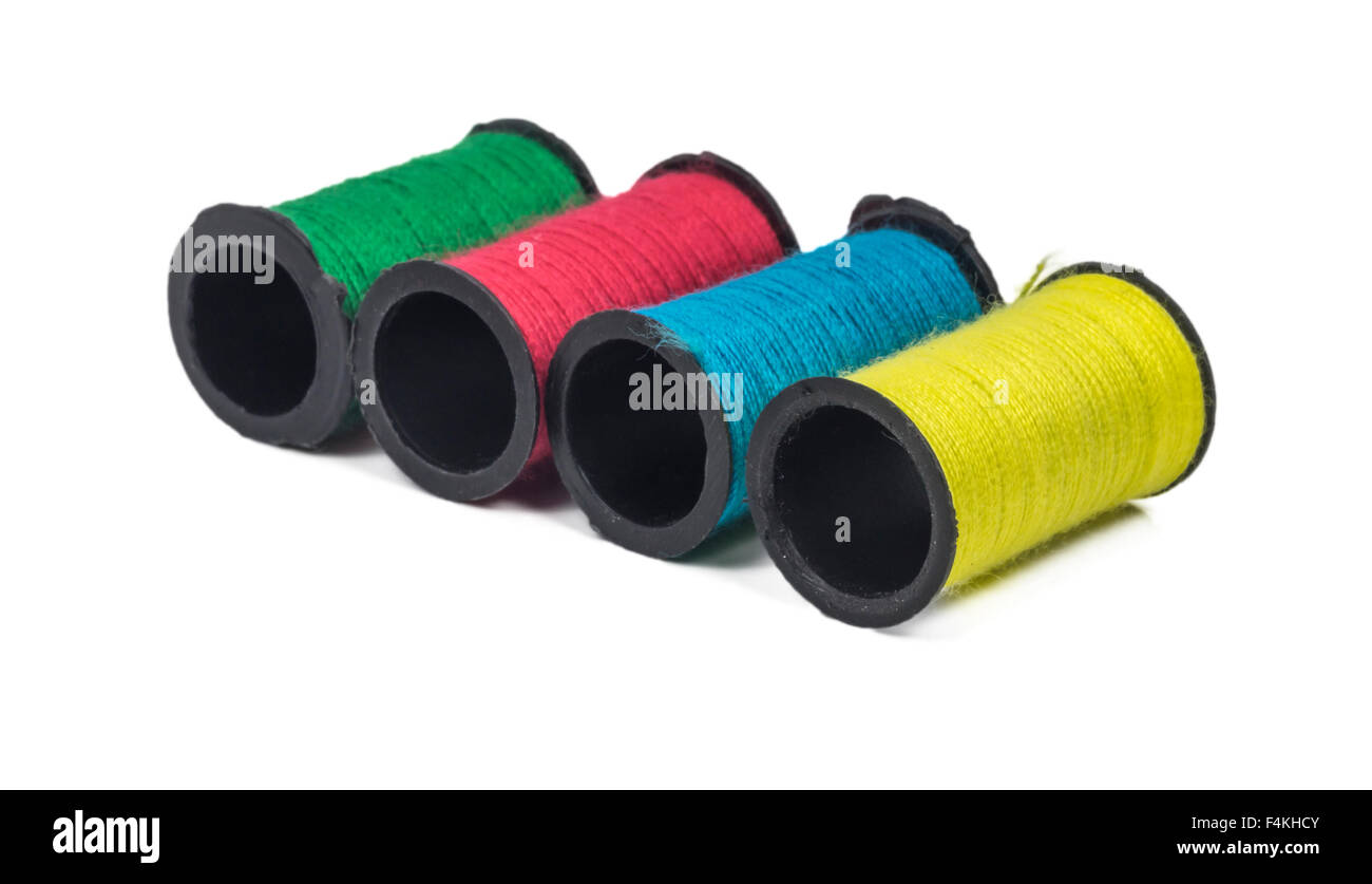 Multicolor sewing threads with isolated white background Stock Photo ...