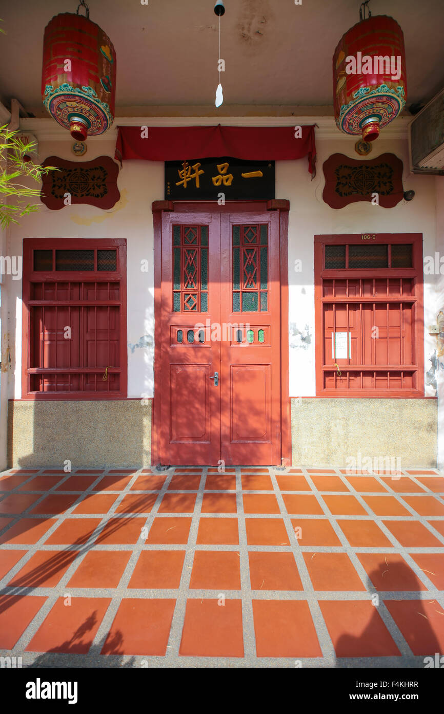 A typical chinese residence with red lantern hanging outside Stock ...