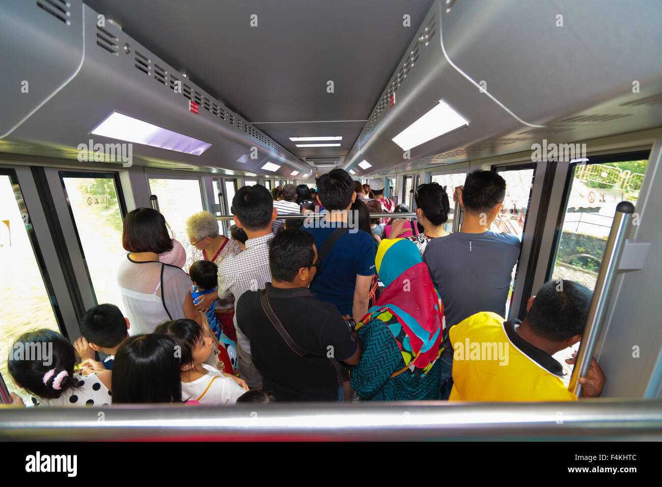 Passenger inside the Penang Hill tram going down hill Stock Photo - Alamy