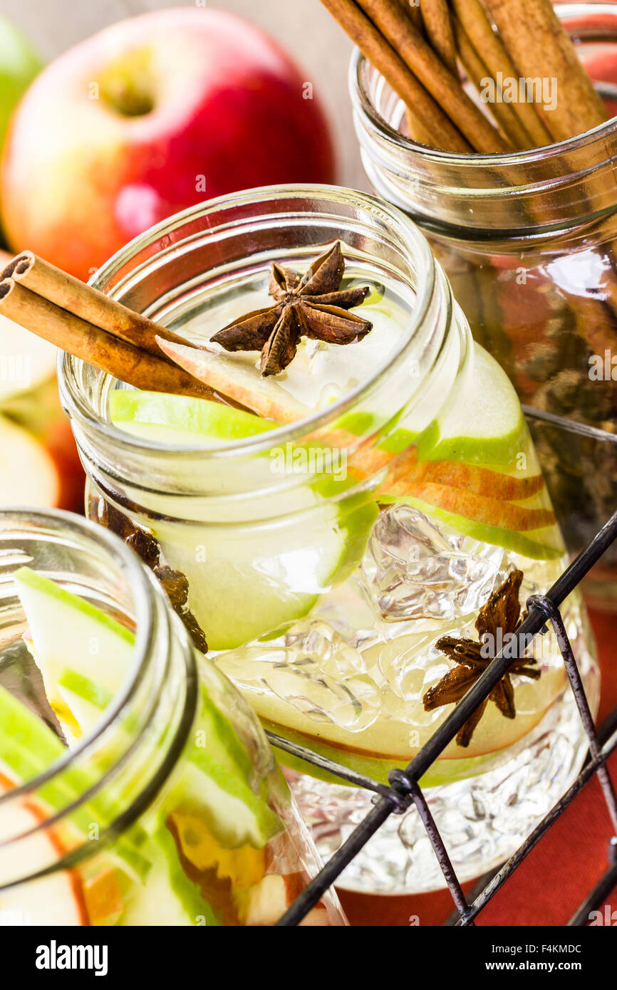 Infused apple water with cinnamon and anise Stock Photo - Alamy