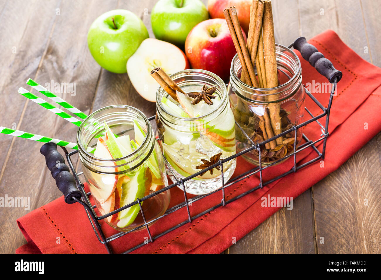 Infused apple water with cinnamon and anise Stock Photo - Alamy