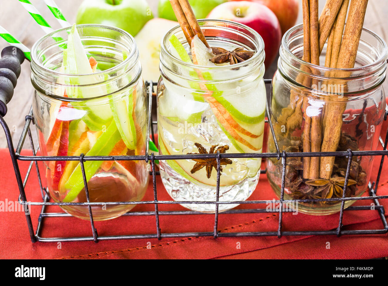 Infused apple water with cinnamon and anise Stock Photo - Alamy
