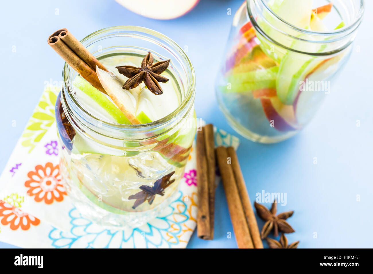 Infused apple water with cinnamon and anise Stock Photo - Alamy