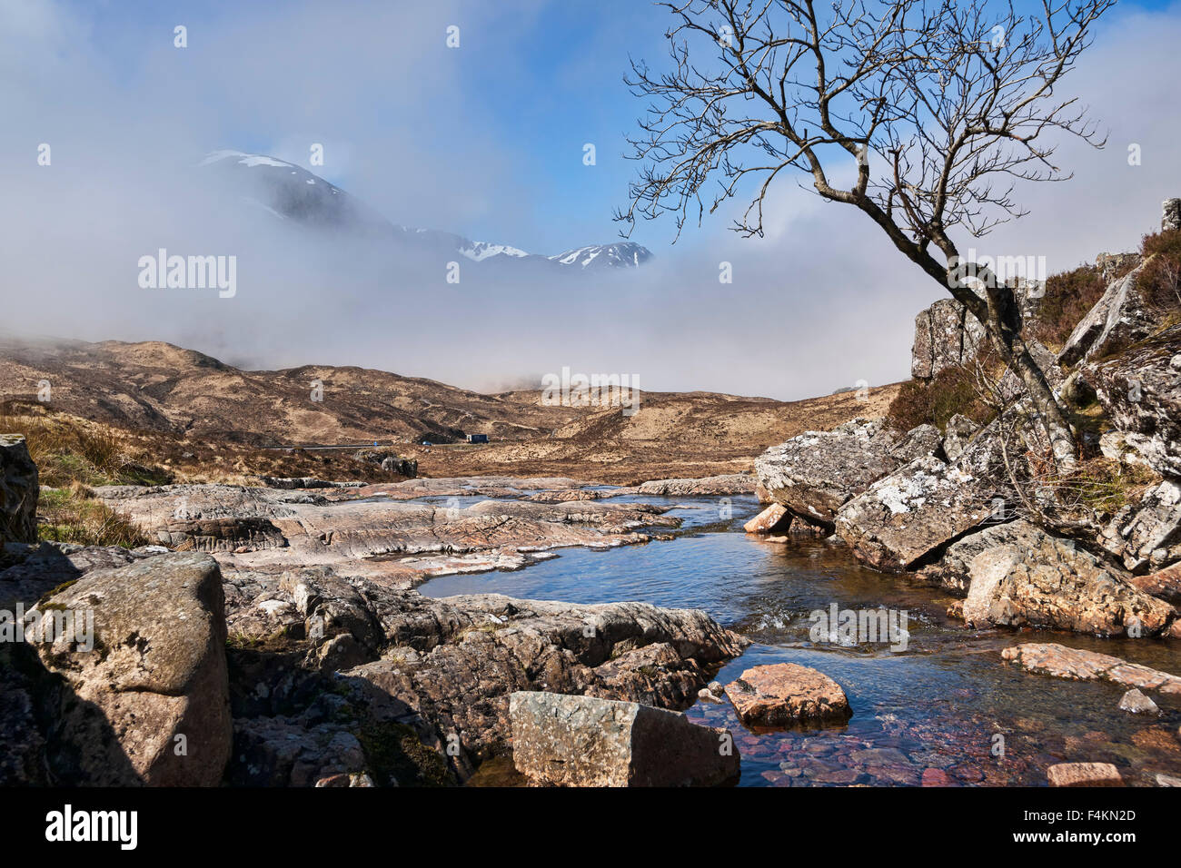 Glencoe mountains and stream, Glencoe, Lochaber, Highland region ...
