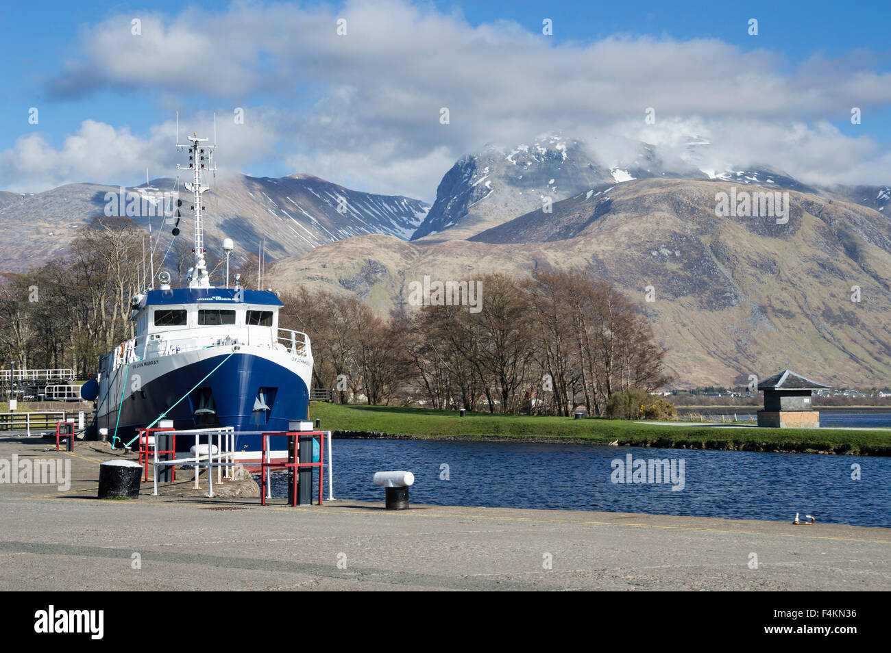 Ben Nevis from Corpach Caledonian Canal, Fort William, Highland region ...