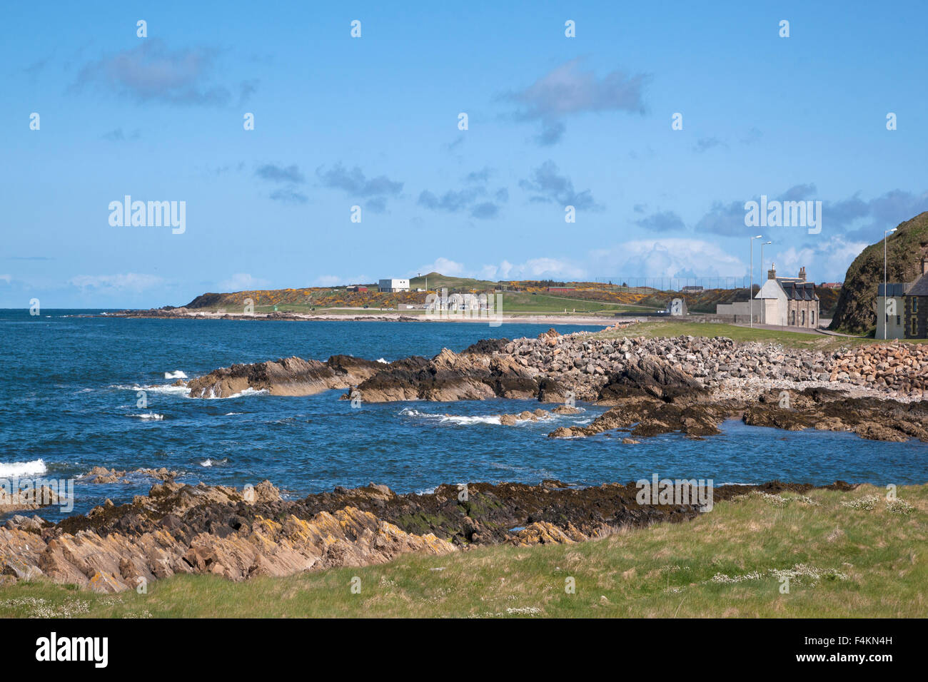 Portessie looking east to Golf course, bay, Moray Firth, Highland ...