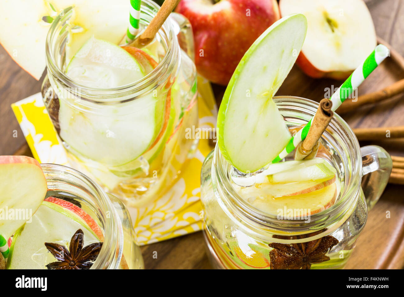Infused apple water with cinnamon and anise Stock Photo - Alamy