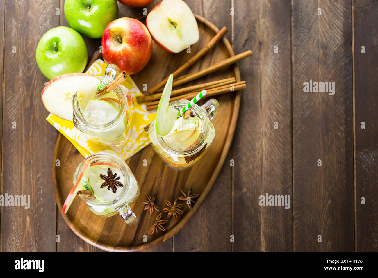 Infused apple water with cinnamon and anise Stock Photo - Alamy