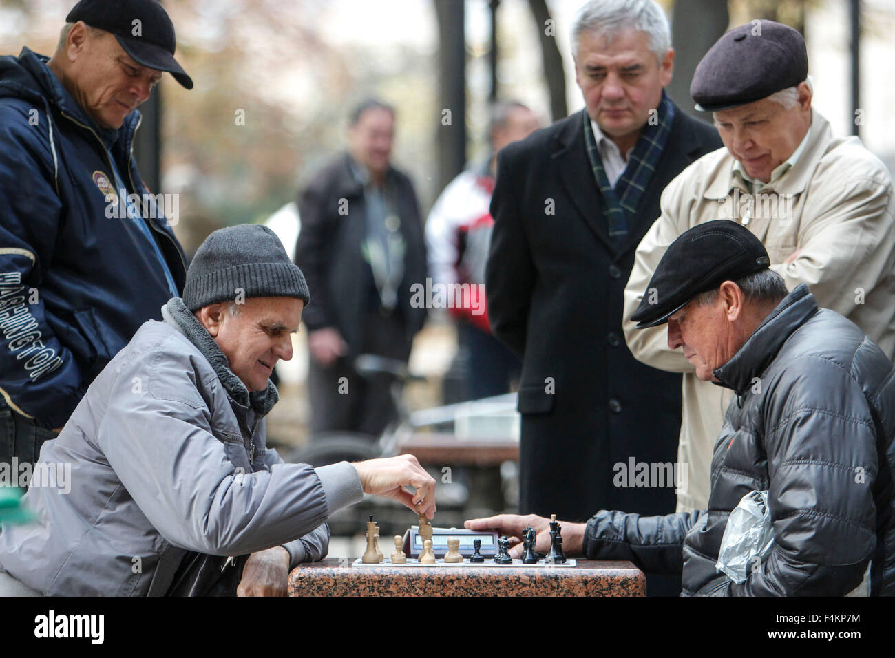 Kiev, Ukraine. 19th Oct, 2015. Chess enthusiasts playing at the ...