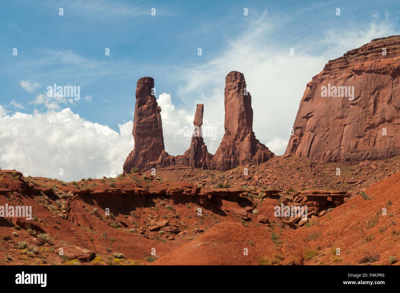 Three Sisters, Monument Valley, Arizona, USA Stock Photo - Alamy