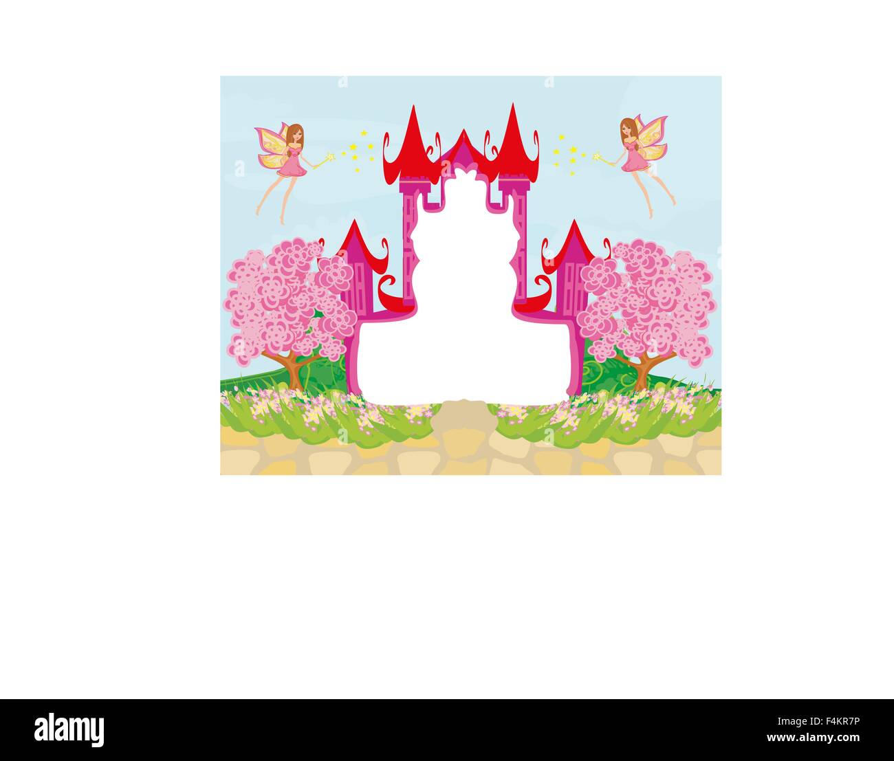beautiful fairytale pink castle frame Stock Vector Image & Art - Alamy