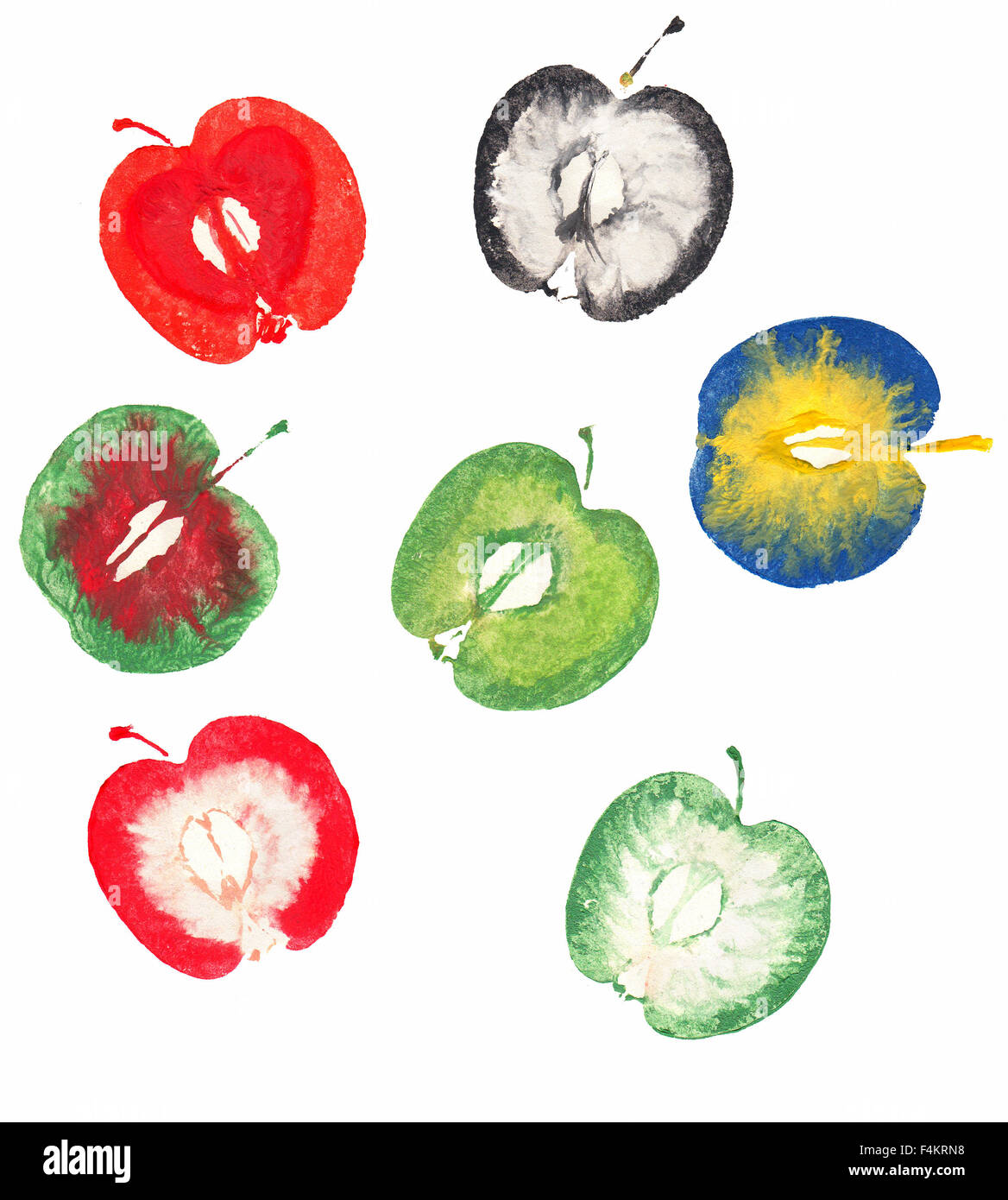Several apple stamps isolated on white background Stock Photo - Alamy