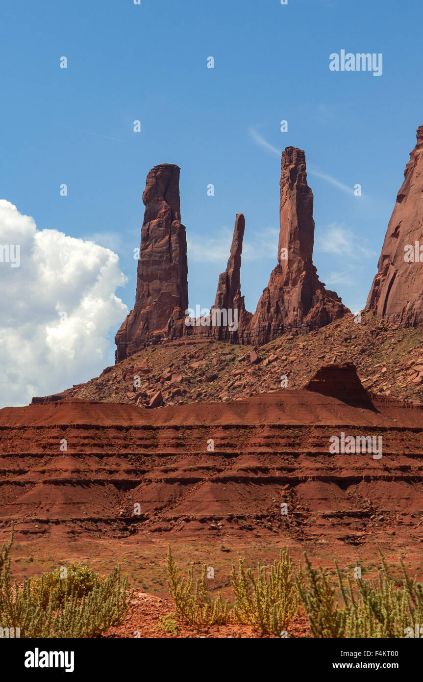 Three Sisters, Monument Valley, Arizona, USA Stock Photo - Alamy