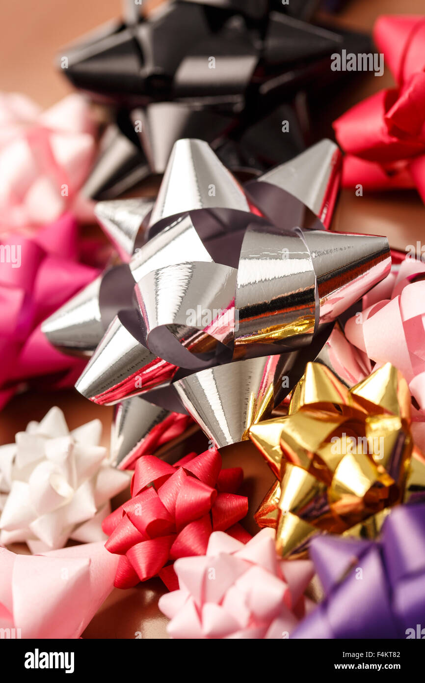 Colorful set of decorative bows as background Stock Photo - Alamy