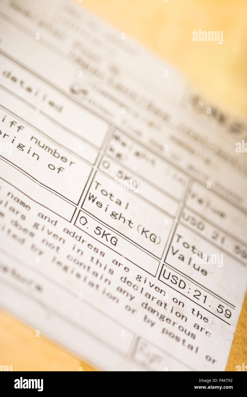 Customs declaration form hi-res stock photography and images - Alamy