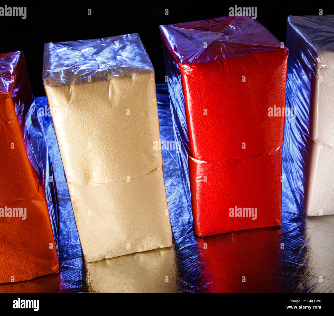 Collection of new colorful paper table napkins Stock Photo - Alamy