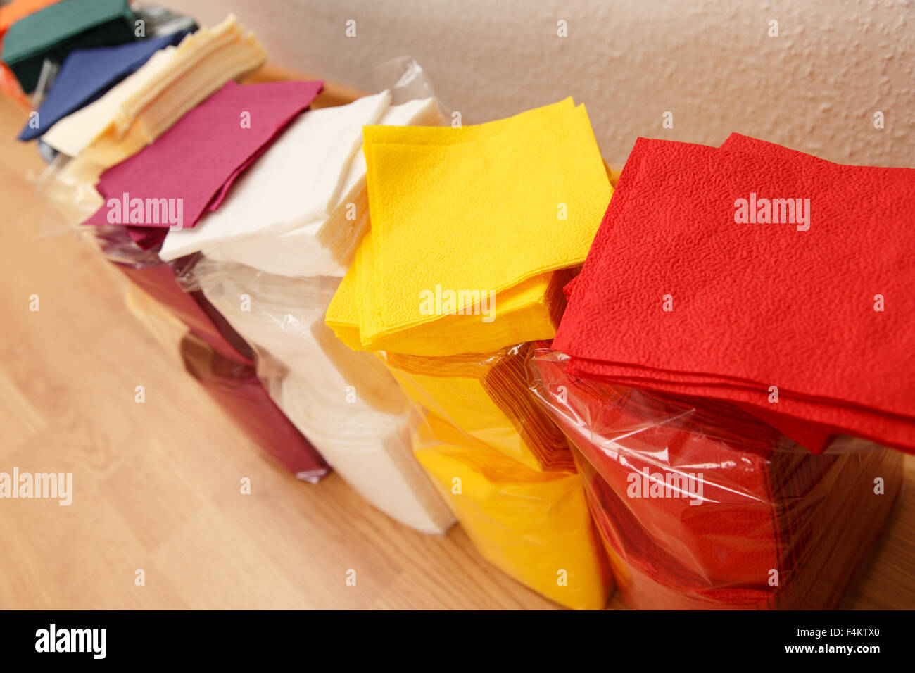 Collection of new colorful paper table napkins Stock Photo - Alamy