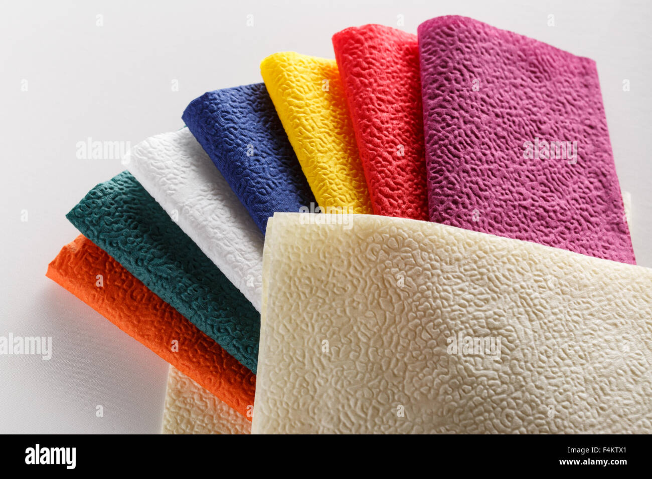 Collection of new colorful paper table napkins Stock Photo - Alamy