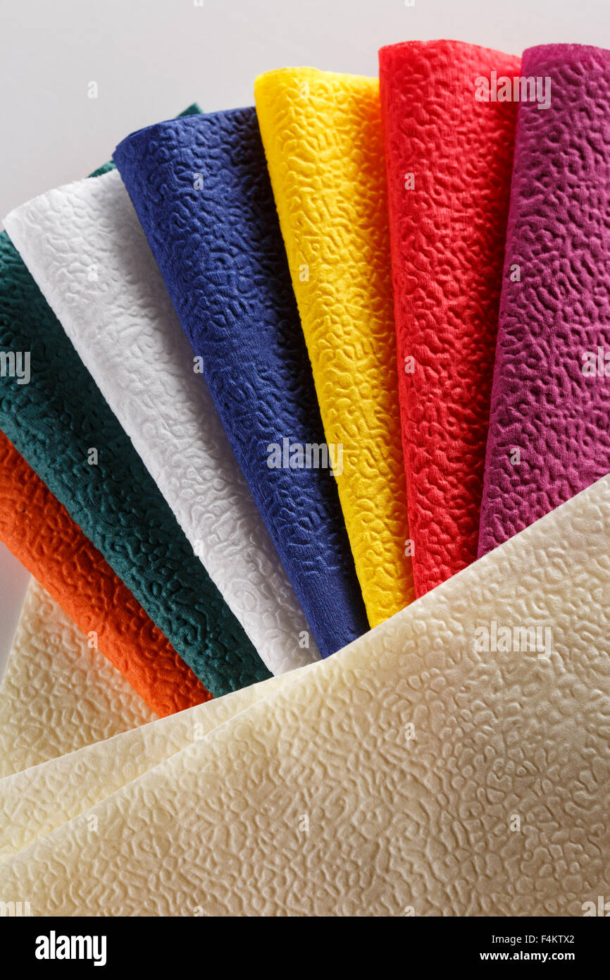 Collection of new colorful paper table napkins Stock Photo - Alamy