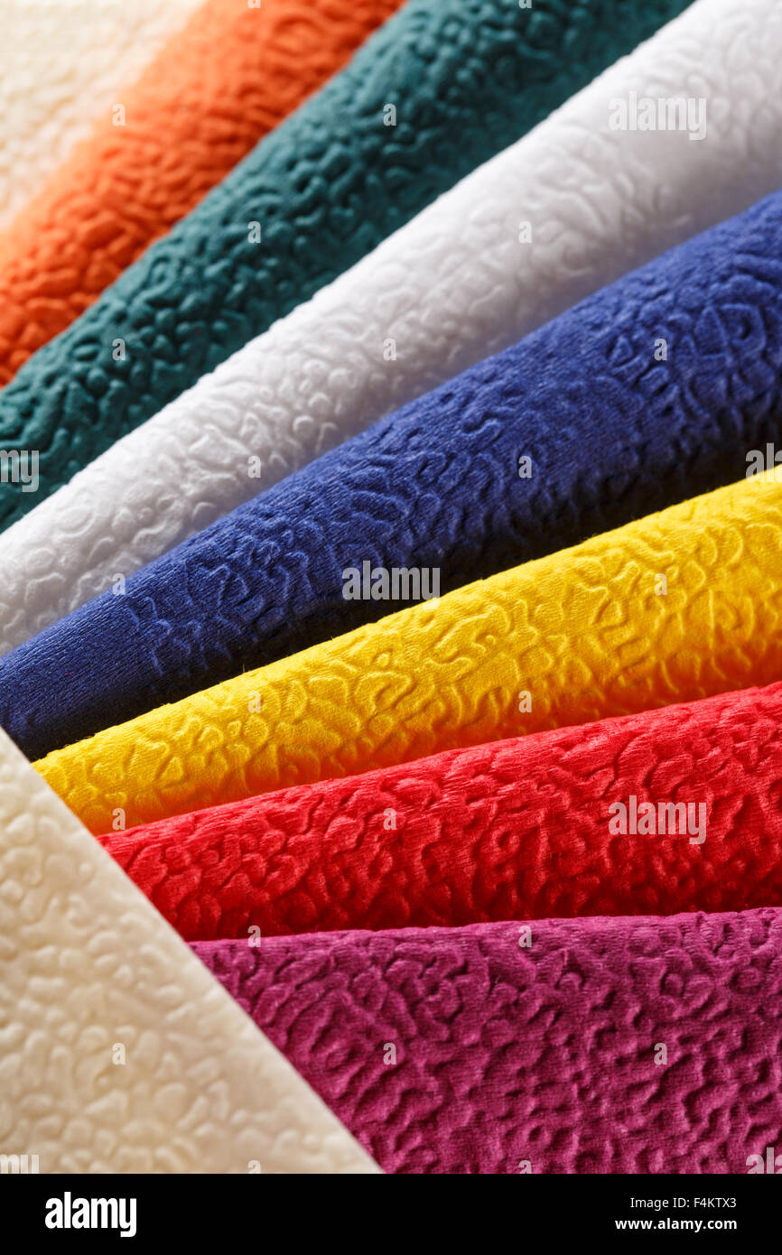 Collection of new colorful paper table napkins Stock Photo - Alamy