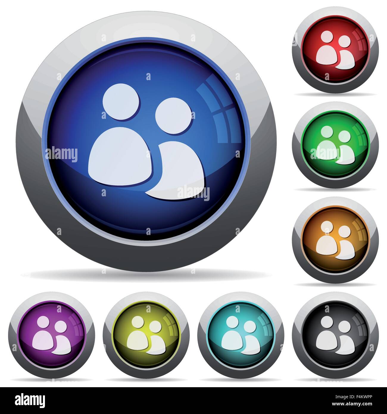 Set of round glossy user group buttons. Arranged layer structure Stock ...