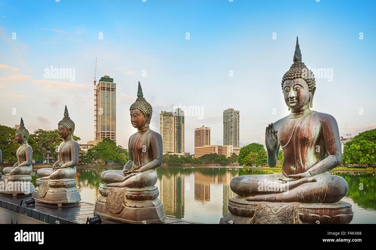 Seema Malaka temple on Beira Lake. Colombo, Sri Lanka. Panorama Stock ...