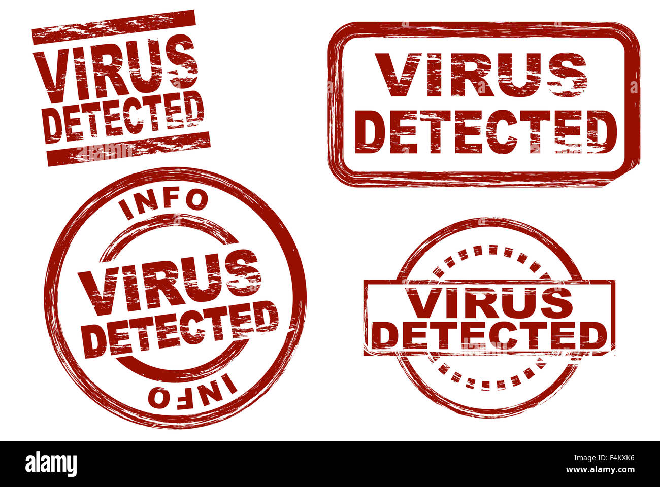 Set of stylized red stamps showing the term virus detected. All on ...