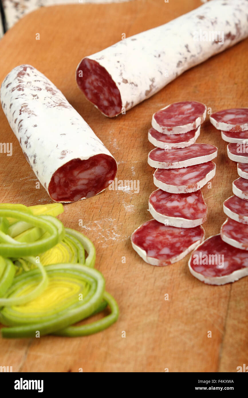 Moldy Salami. Smoked Pork Sausage Stock Photo - Alamy