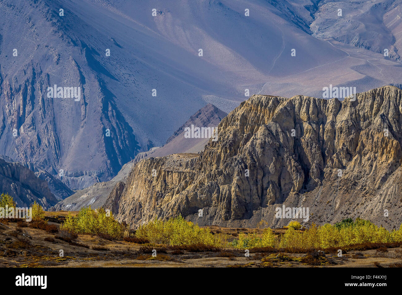 Landscape with autumn colors, Muktinath, Mustang, Nepal Stock Photo - Alamy