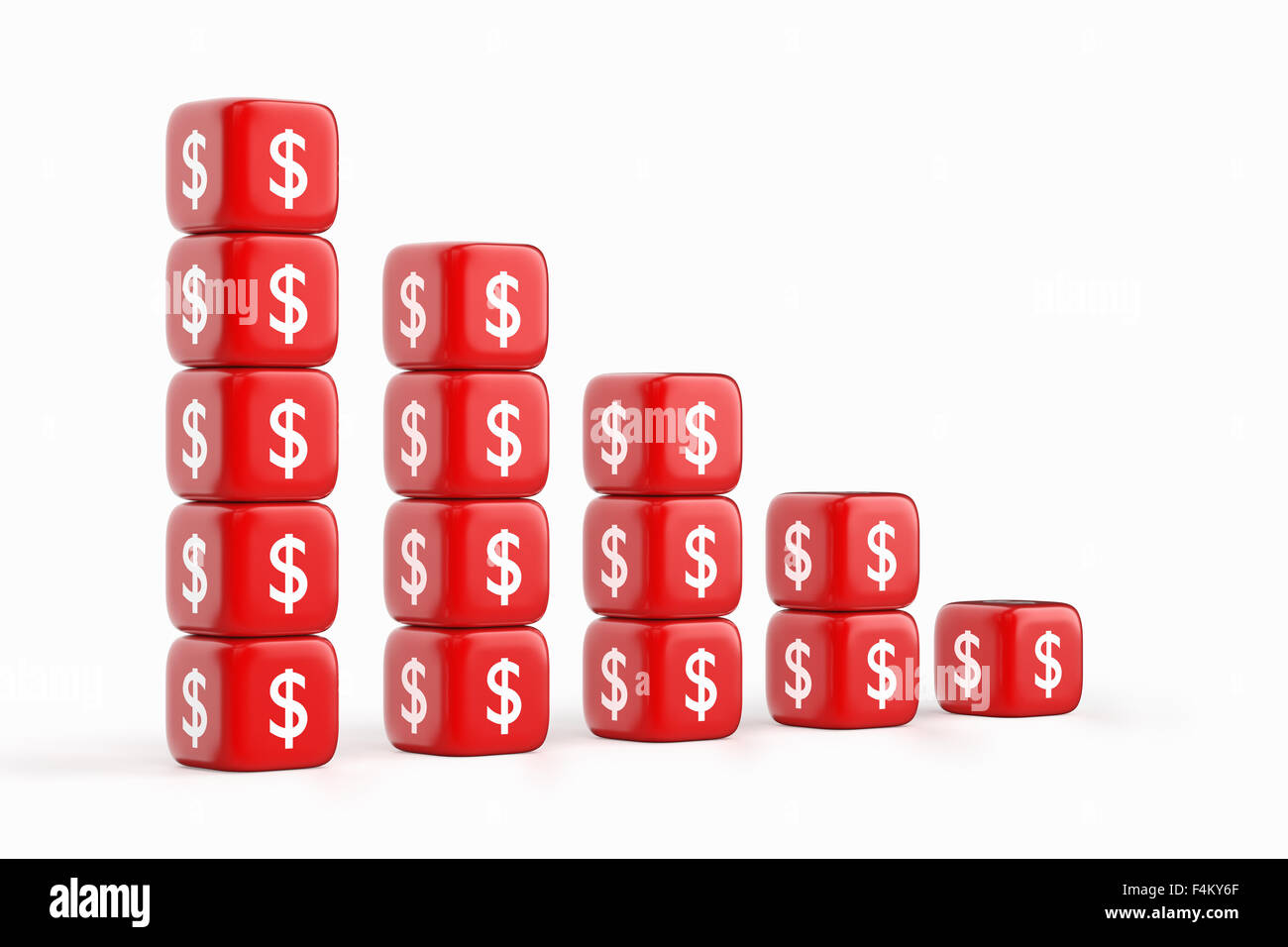 Stacks of Red Dices with Dollar Currency Symbol Stock Photo - Alamy