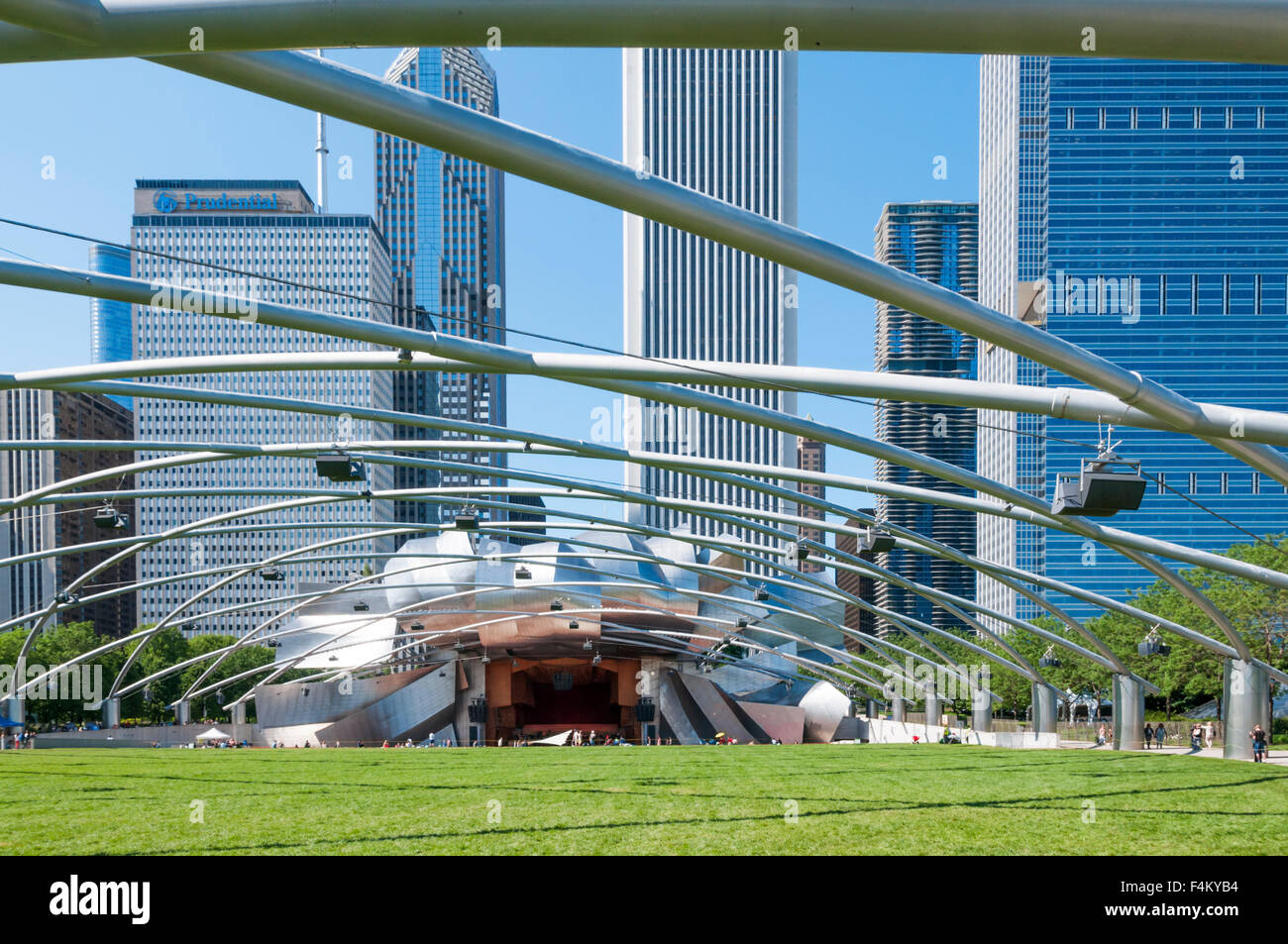 The Jay Pritzker Pavilion in Millennium Park, Chicago. Designed by ...