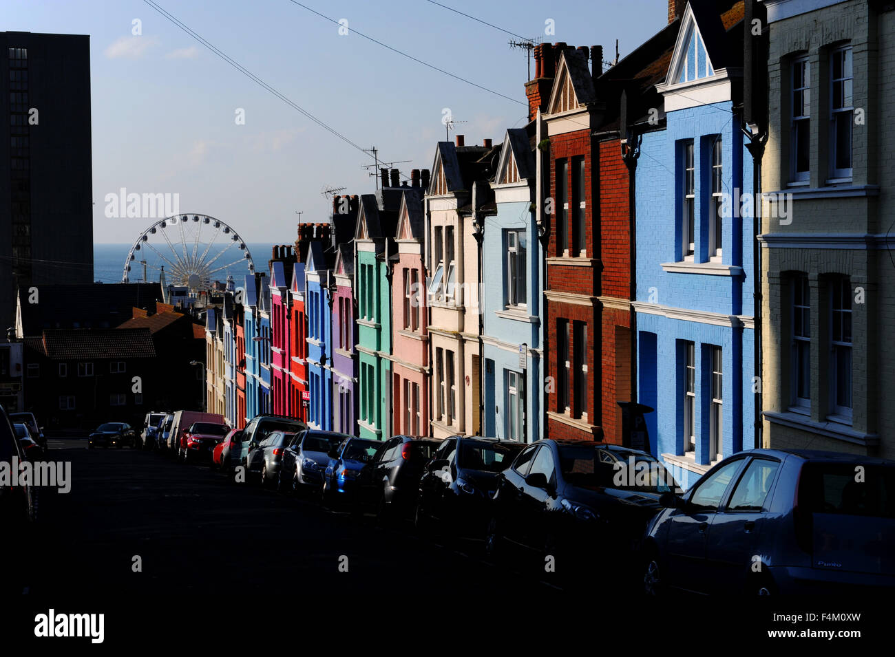 Blaker Street in Brighton with its famous terraced housing all painted ...