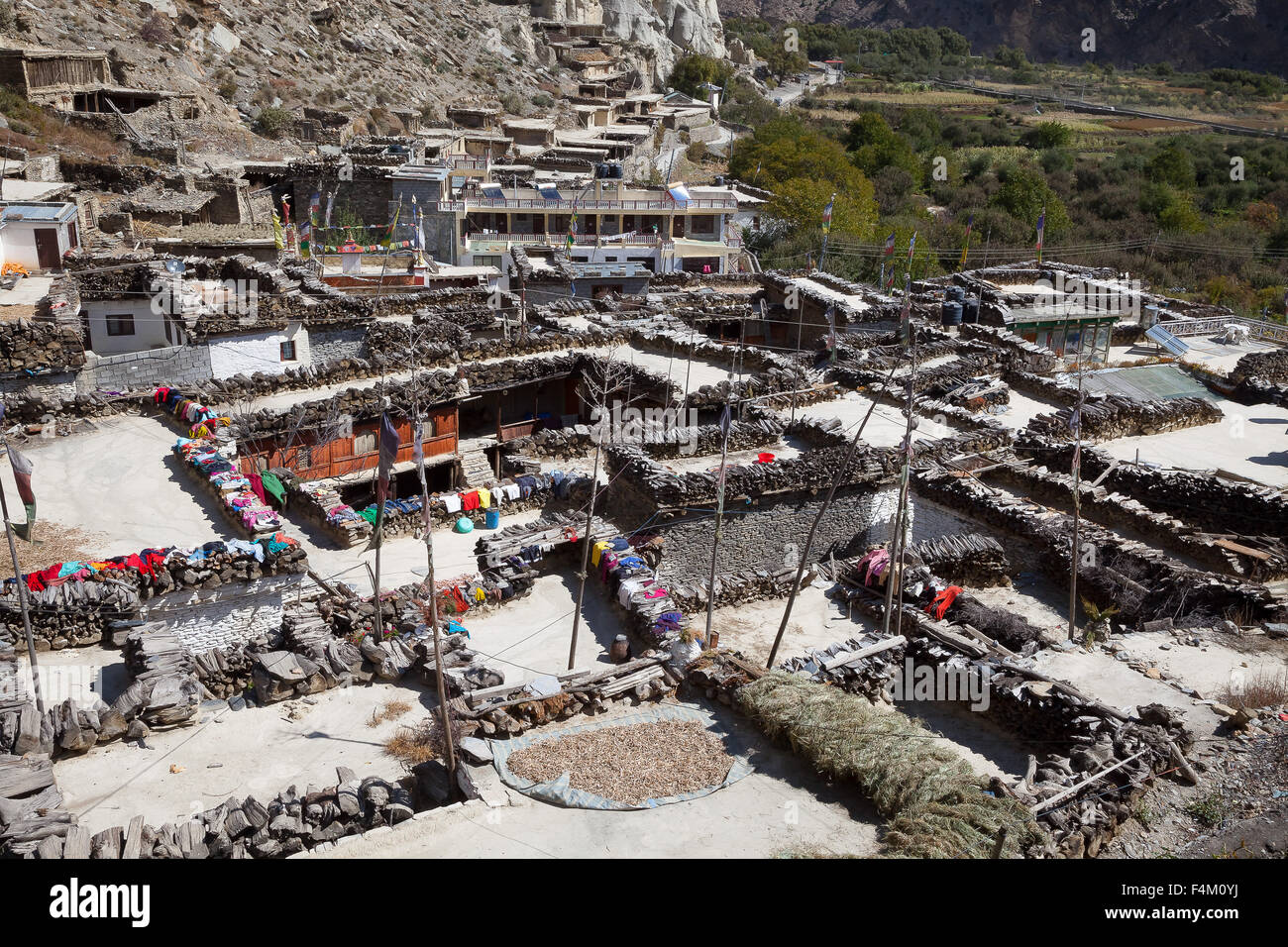Rooftop view, Marpha village, Mustang, Nepal Stock Photo - Alamy