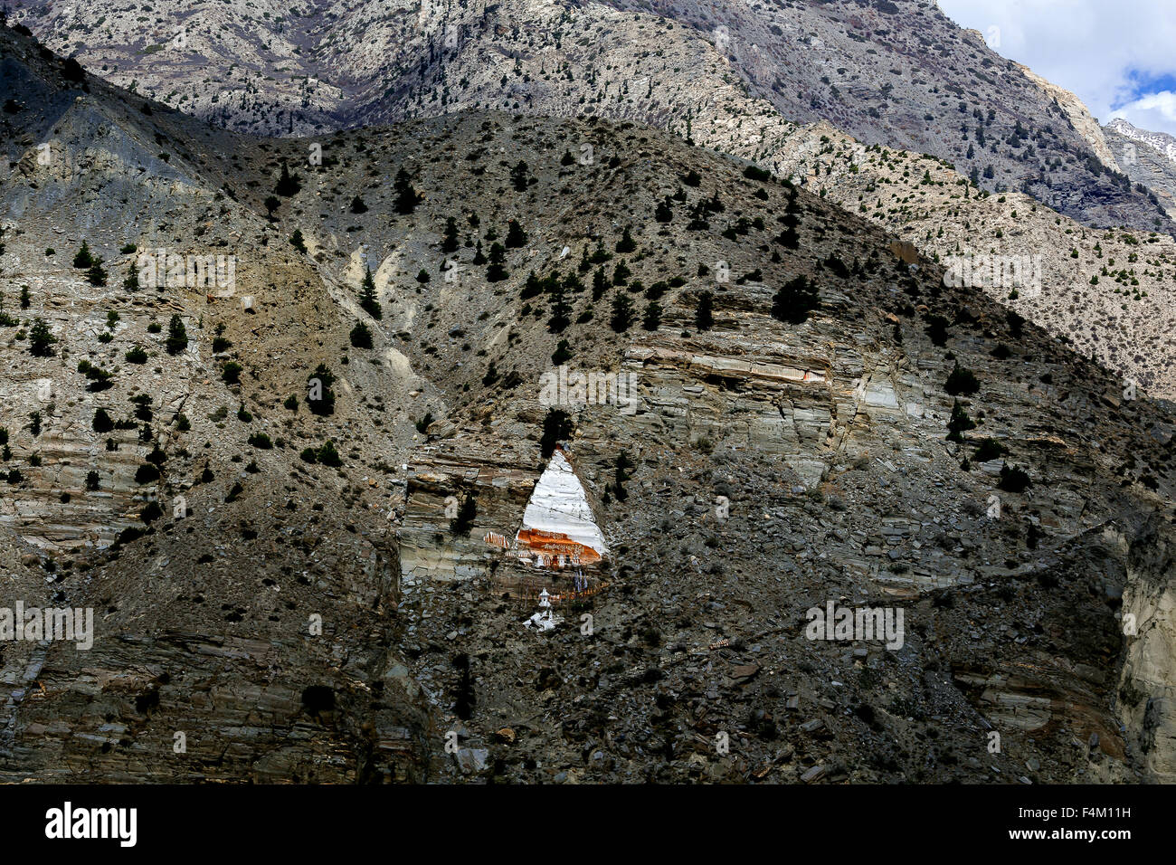 Painted rockface, Marpha, Mustang, Nepal Stock Photo - Alamy