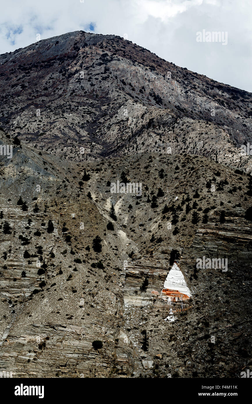 Painted rockface, Marpha, Mustang, Nepal Stock Photo - Alamy