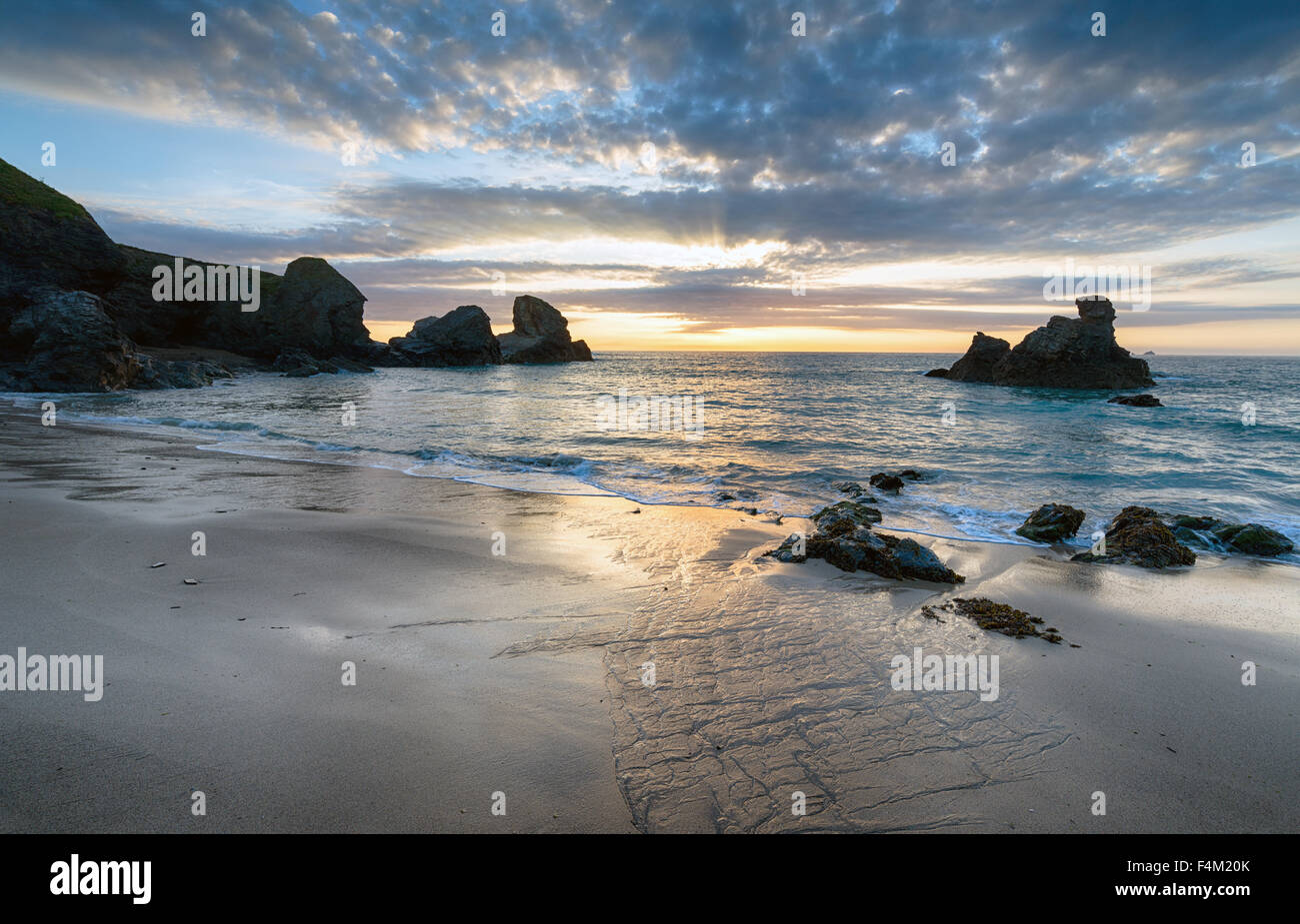 Dramatic sunset at Porthcothan on the north coast of Cornwall Stock ...