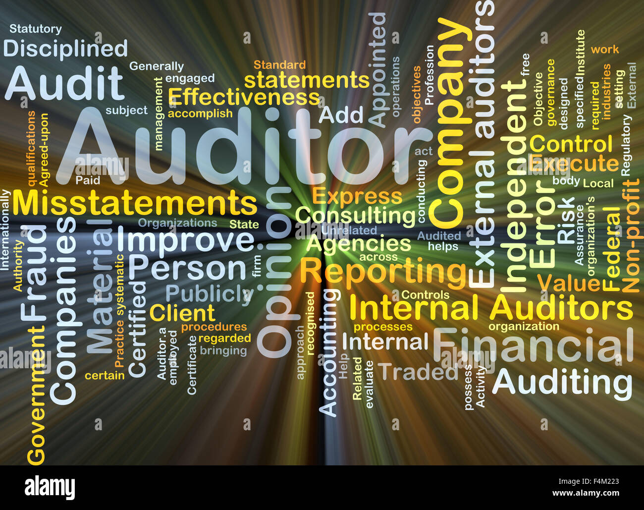Background concept wordcloud illustration of auditor glowing light ...