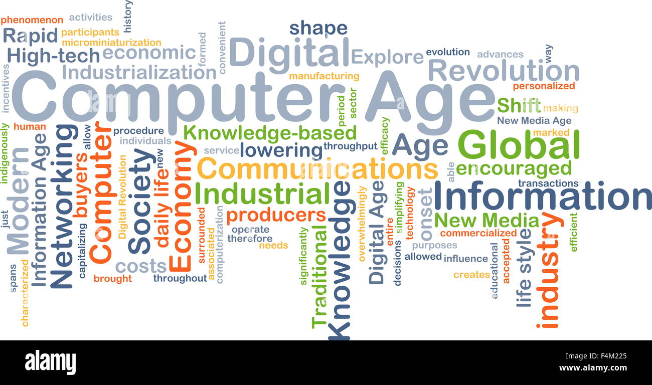 Background concept wordcloud illustration of computer age Stock Photo ...
