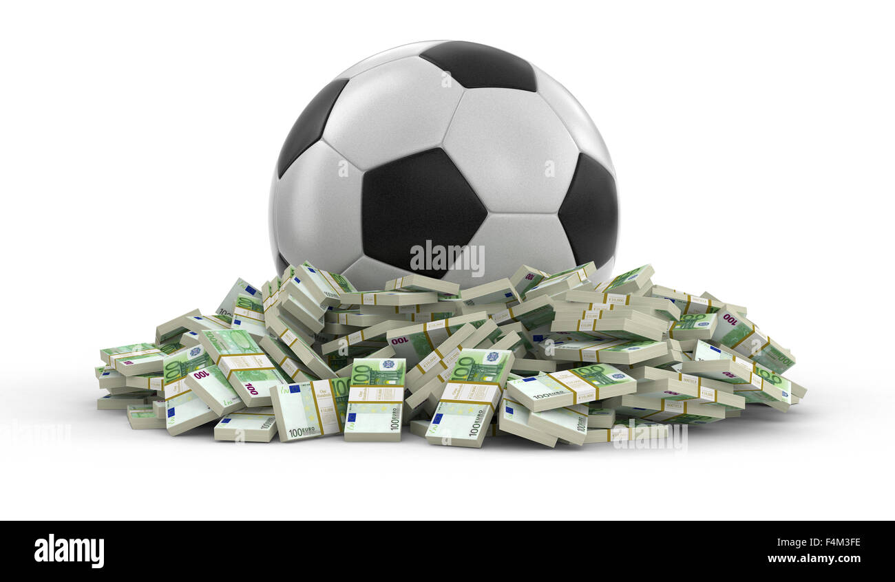 Soccer football with euros. Image with clipping path Stock Photo - Alamy