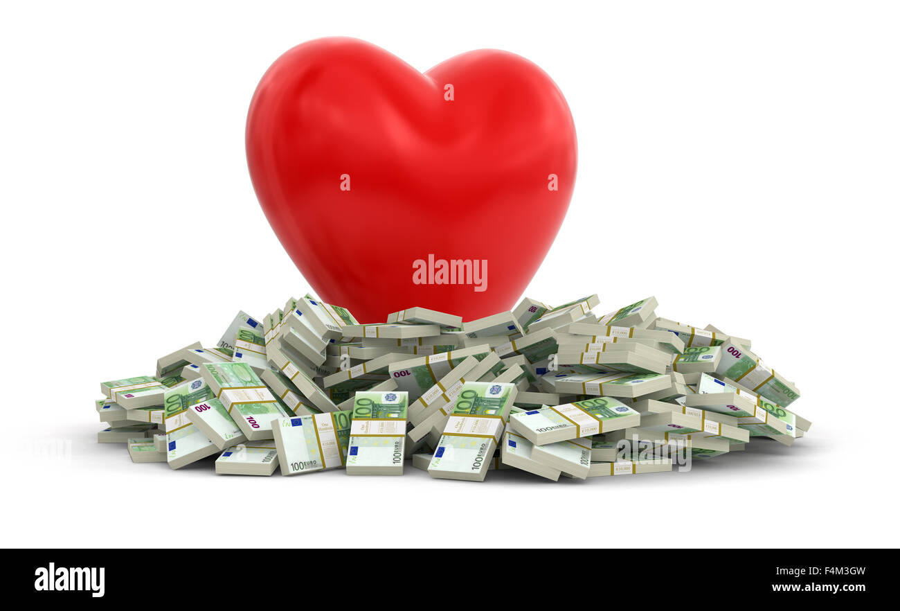Euros and heart. Image with clipping path Stock Photo - Alamy