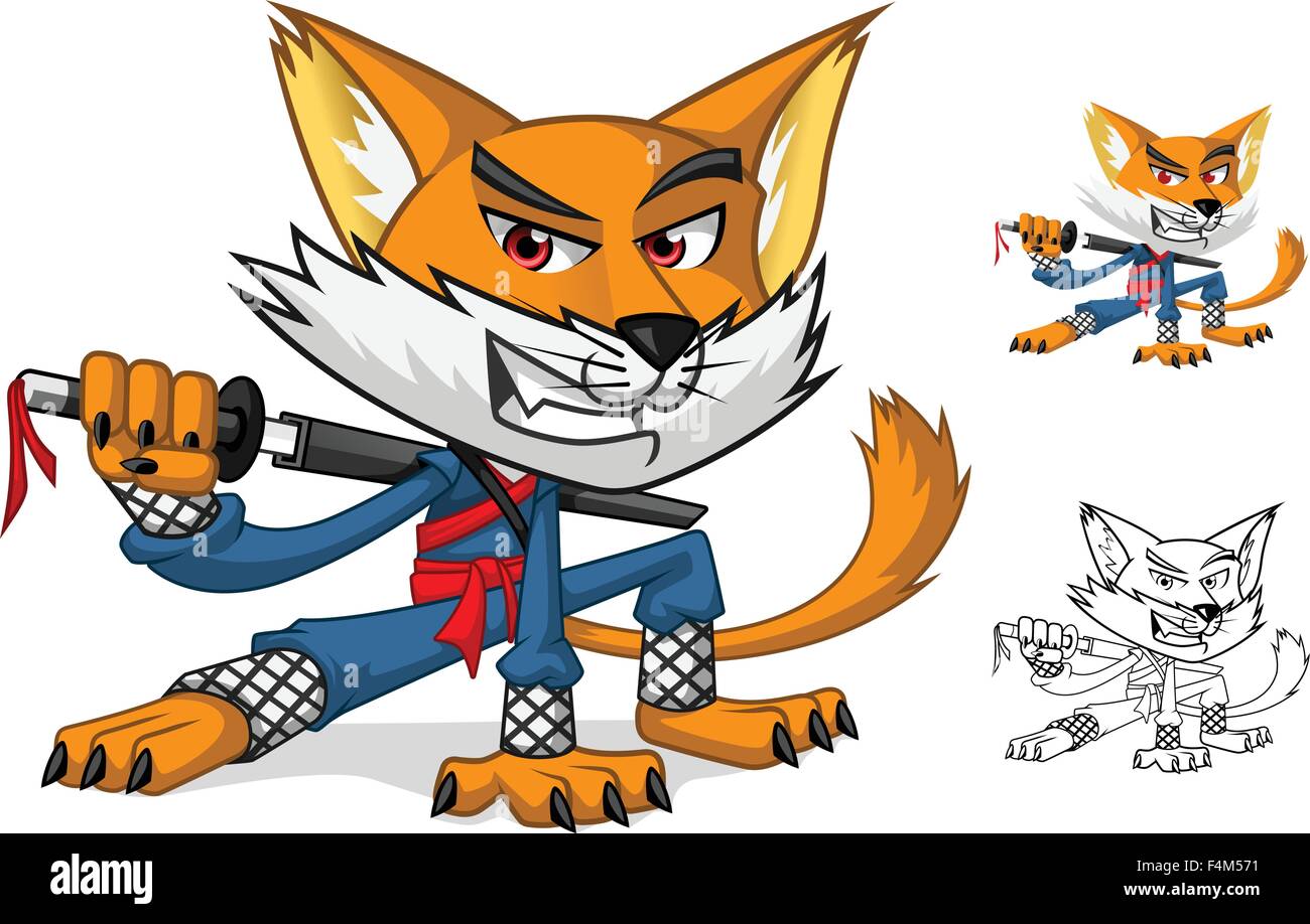 NInja Cat Mascot Cartoon Character Stock Vector Image & Art - Alamy