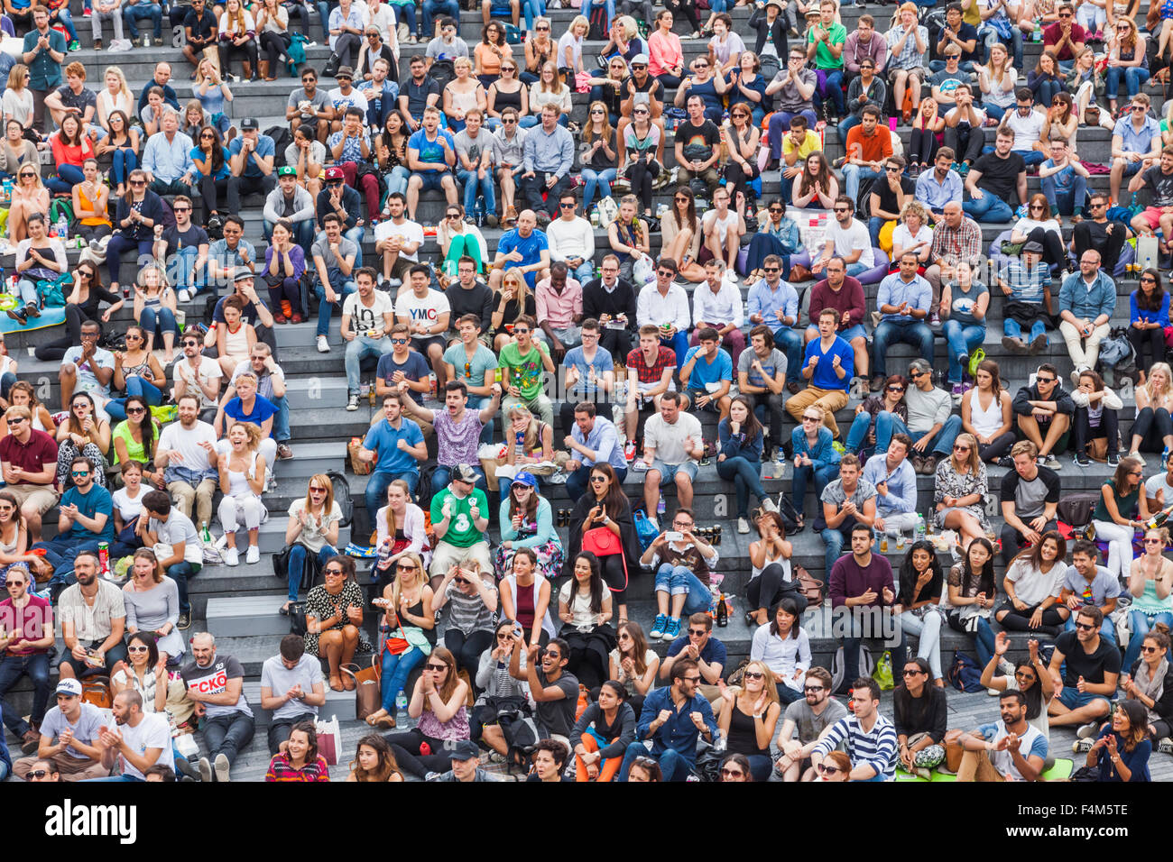 England, London, Southwark, Crowds in The Scoop Amphitheatre Stock ...