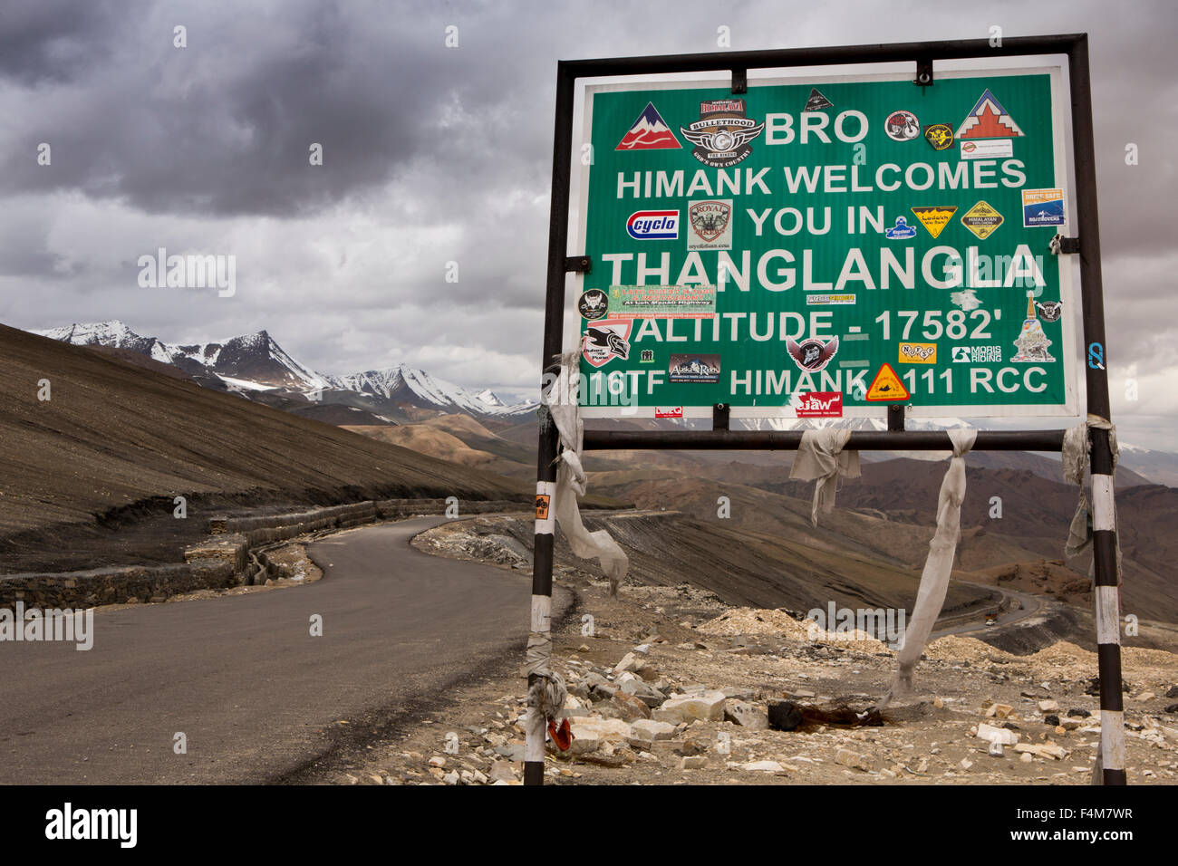 India, Jammu & Kashmir, Ladakh, Taglang La pass top, Buddhist katas ...