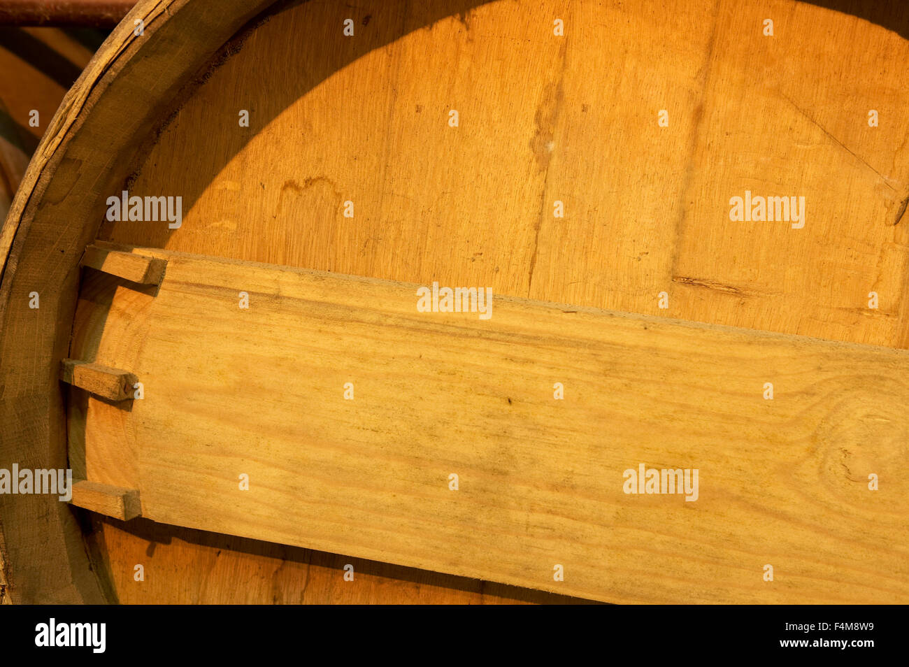 Wine barrel detail in an aging process cellar Stock Photo - Alamy