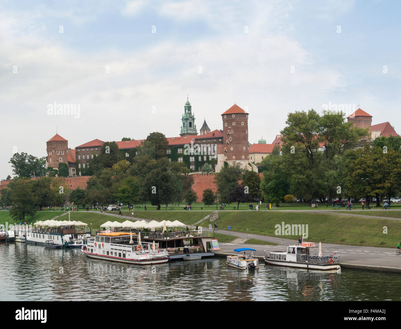 View to Krakow Old Town across River Wisla Poland well-preserved ...