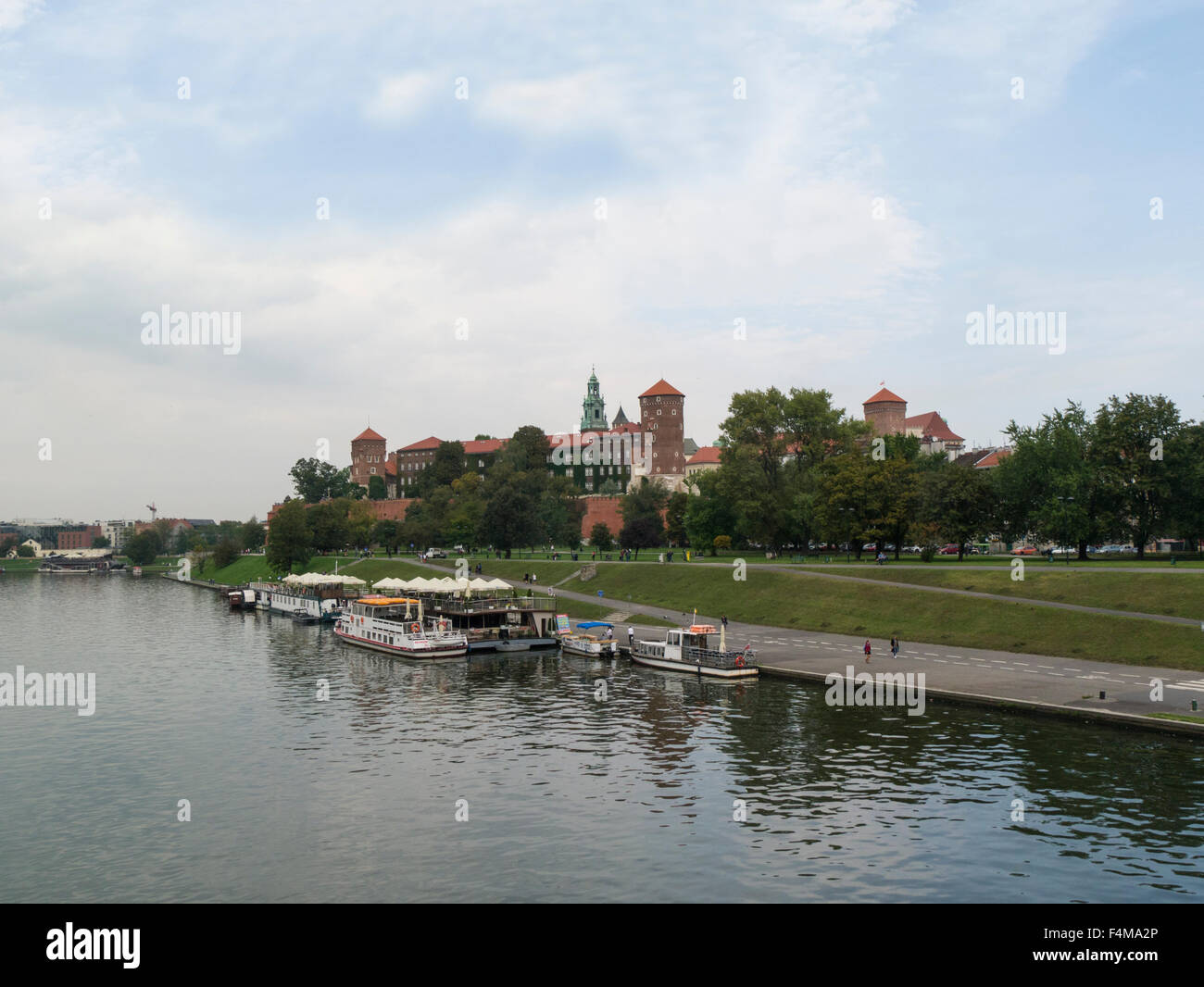 View to Krakow Old Town across River Wisla Poland well-preserved ...