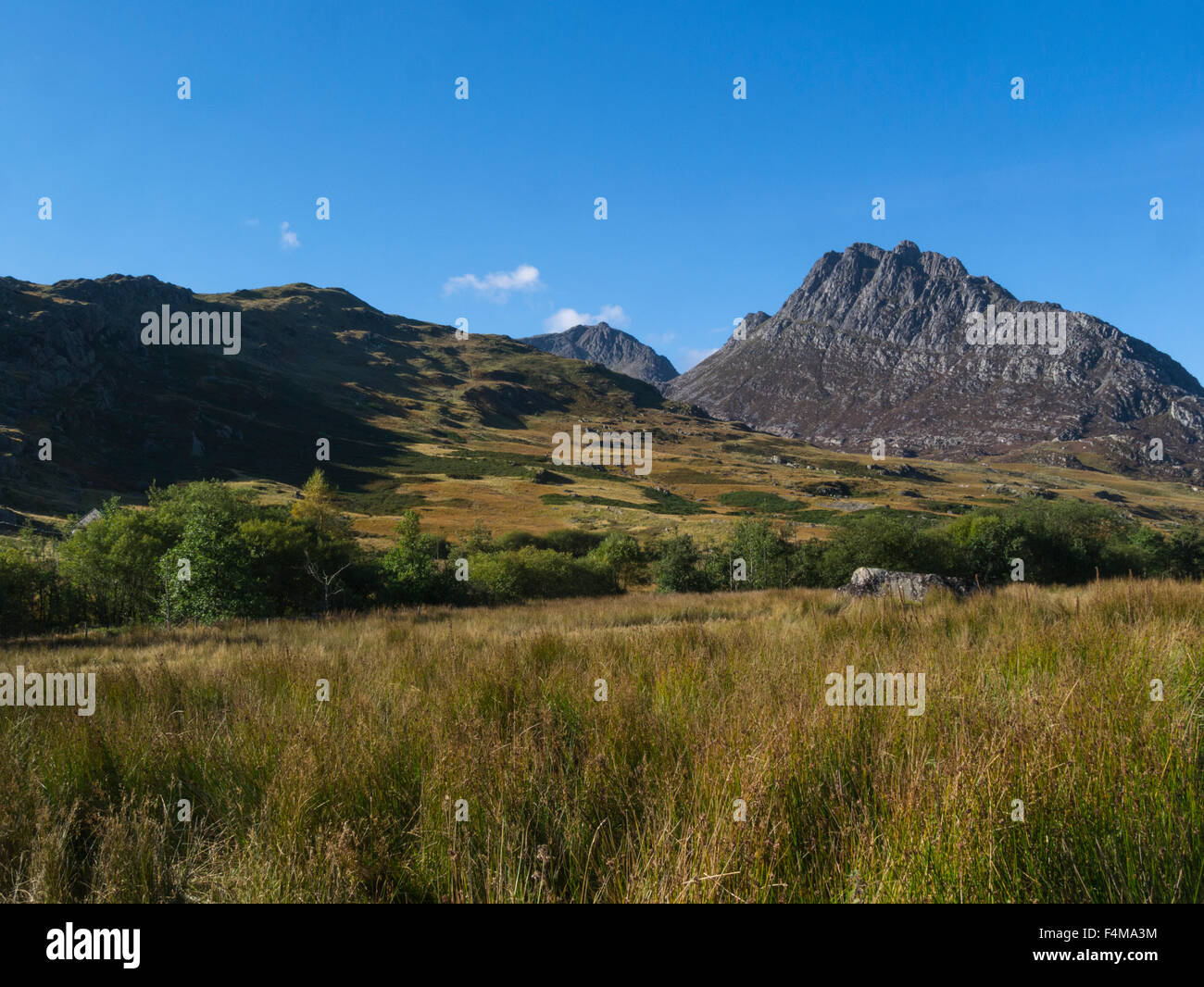 View across to Tryfan Snowdonia Eryri National Park Conwy North Wales ...