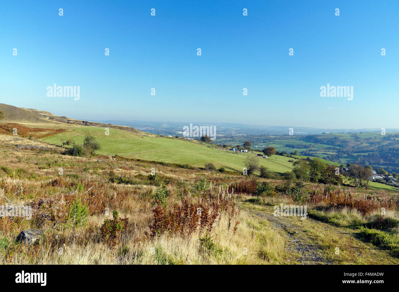 View looking north towards Ystrad Mynach and the Rhymney Valley from ...