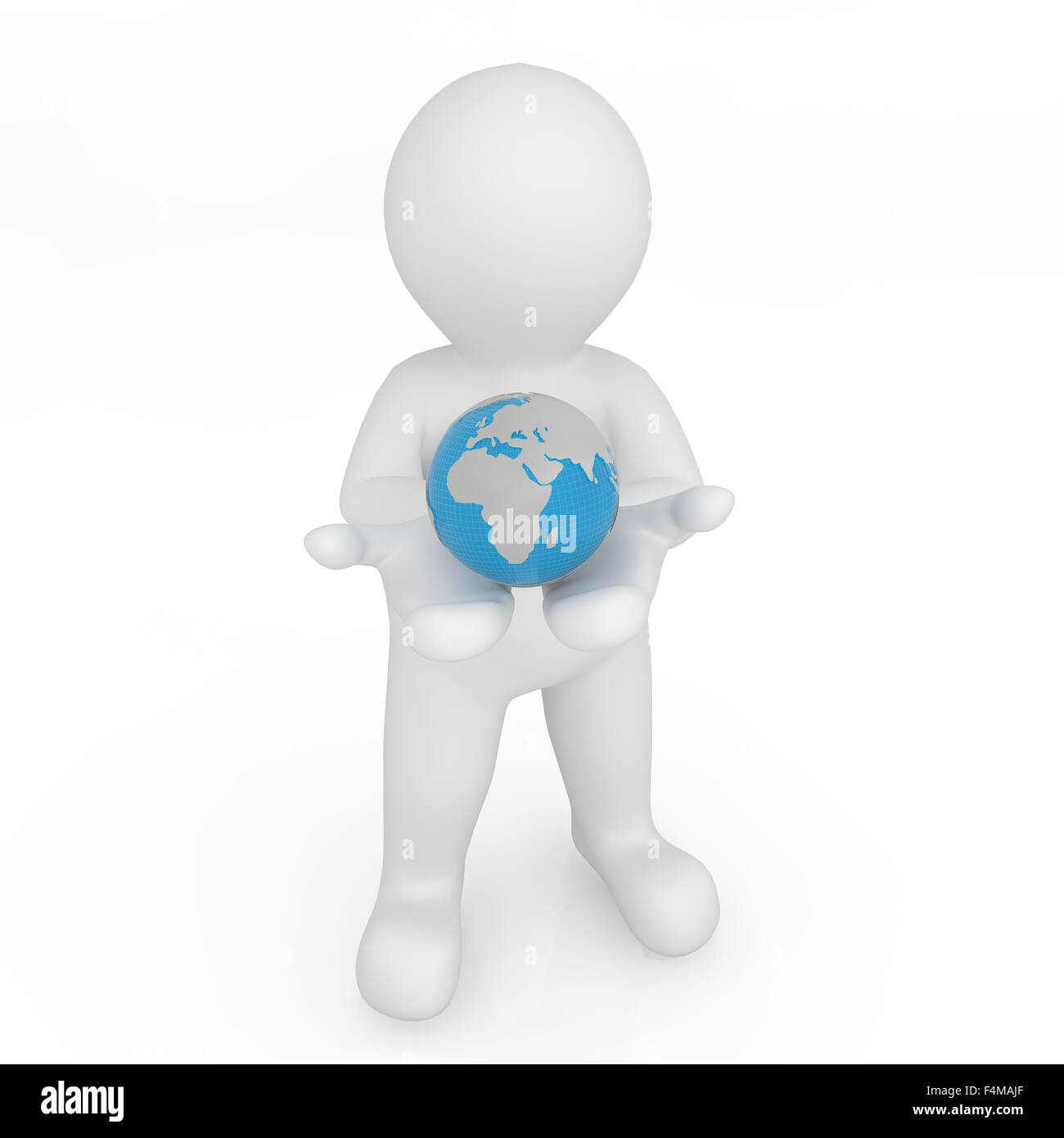 3d world in white figure hand with clipping path Stock Photo - Alamy
